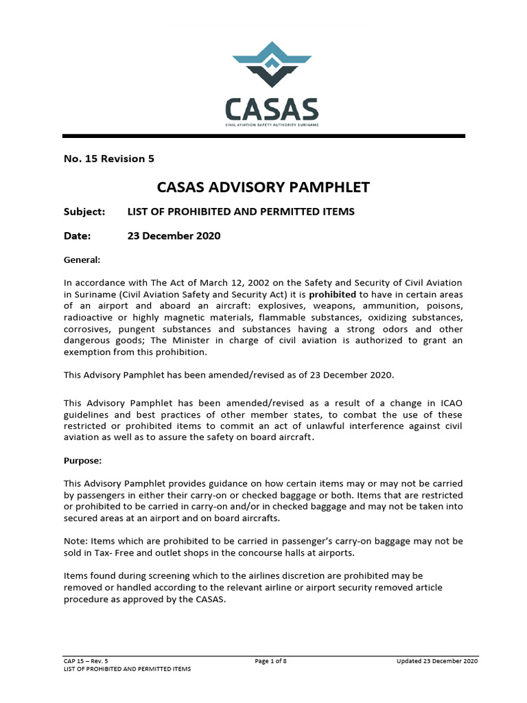 List of Prohibited Items | PDF | Firearms | Gun