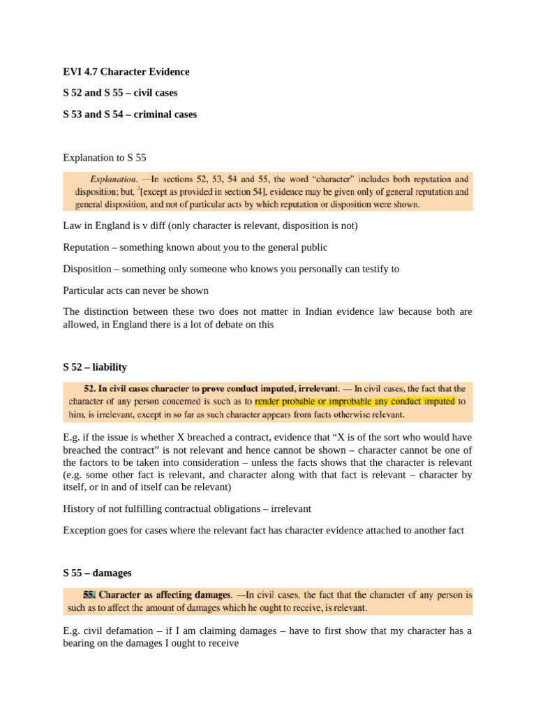 EVI 4.7 Character Evidence | PDF | Evidence | Crimes