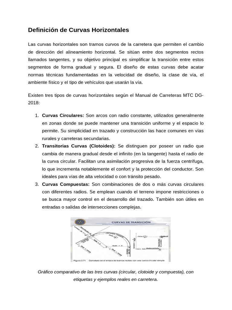 Caminos, Definición de Curvas Horizontales | PDF | Curva | La carretera