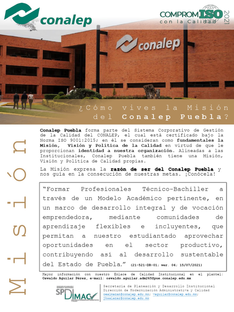Misión y Visión de Conalep Puebla | PDF