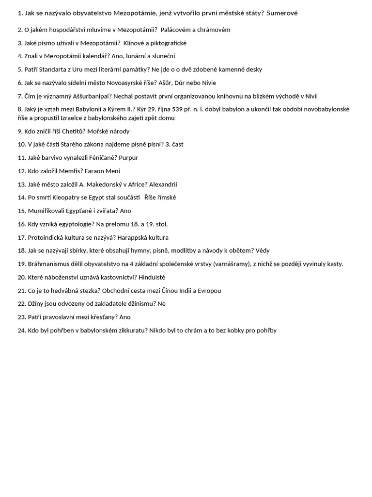 Dejak Pracovni List Mezopotamie | PDF