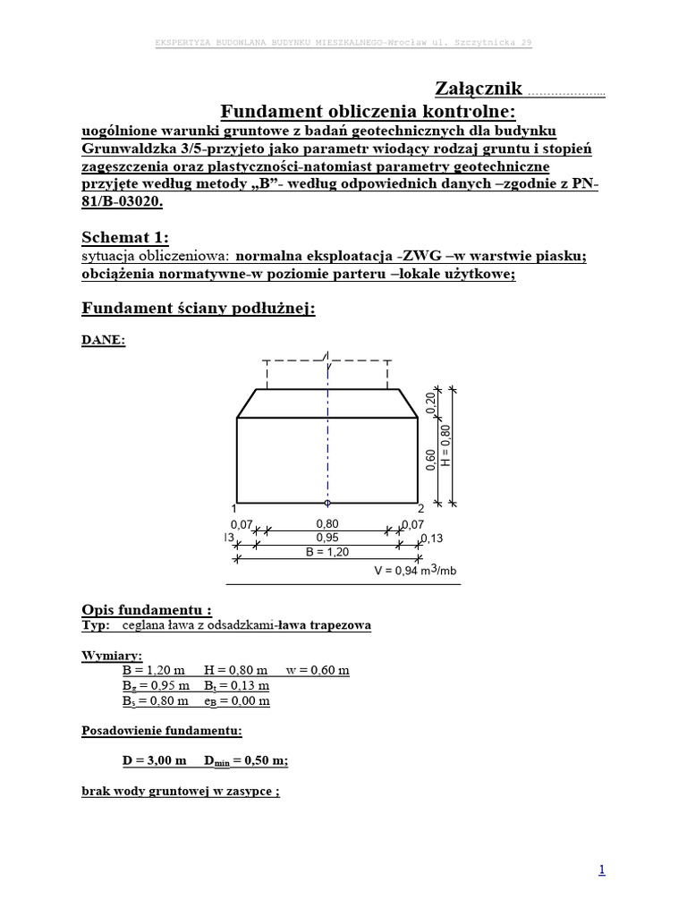 Fundament Obliczenia Kontrolne Ver2.Doc - 0 | PDF