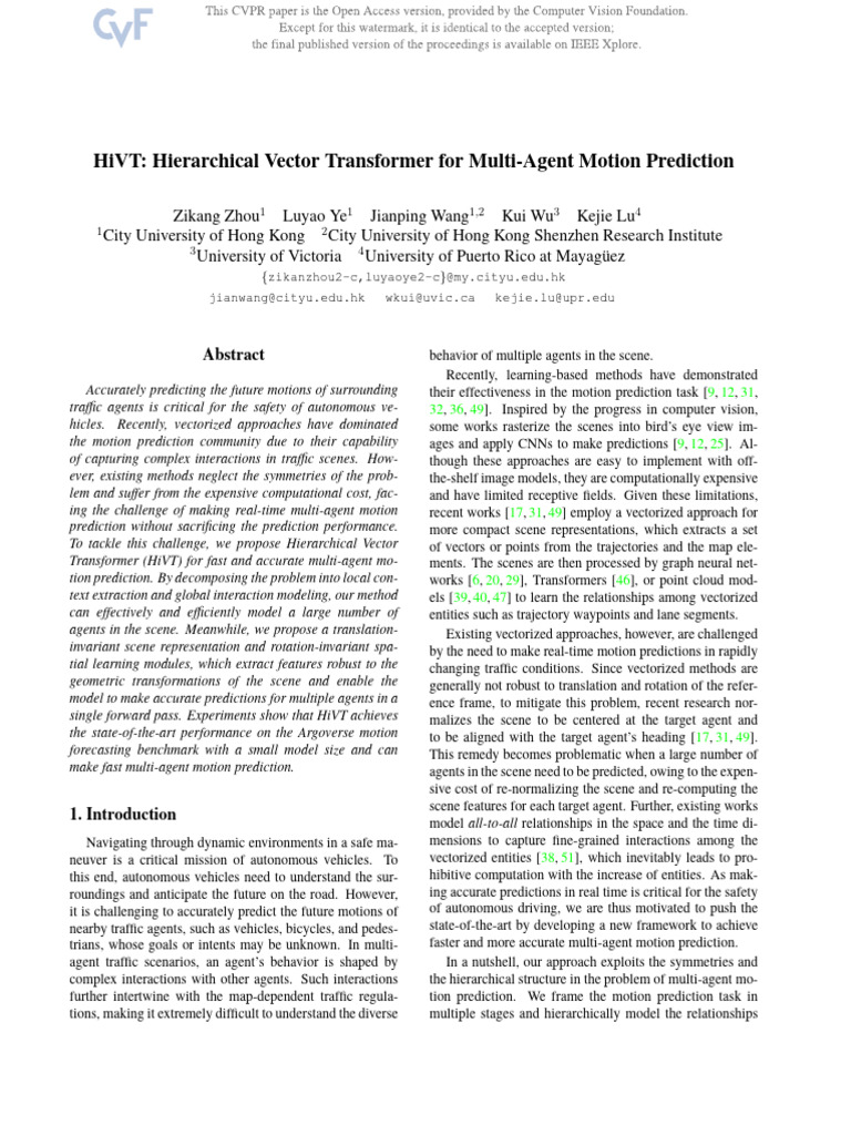 2022 HiVT Hierarchical Vector Transformer For Multi-Agent Motion Prediction | PDF | Rotation