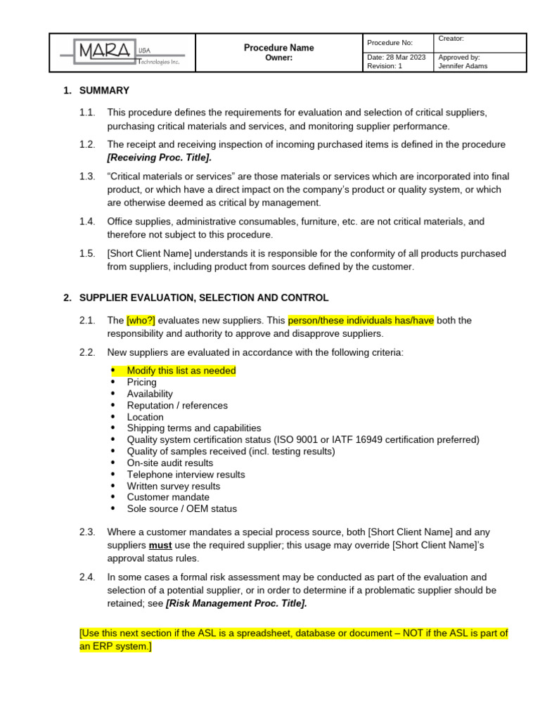 Generic Purchasing Procedure | PDF | Verification And Validation | Business