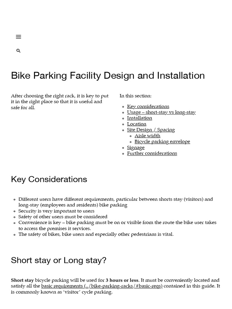 Bicycle Parking Design Guidelines | PDF | Parking | Pedestrian