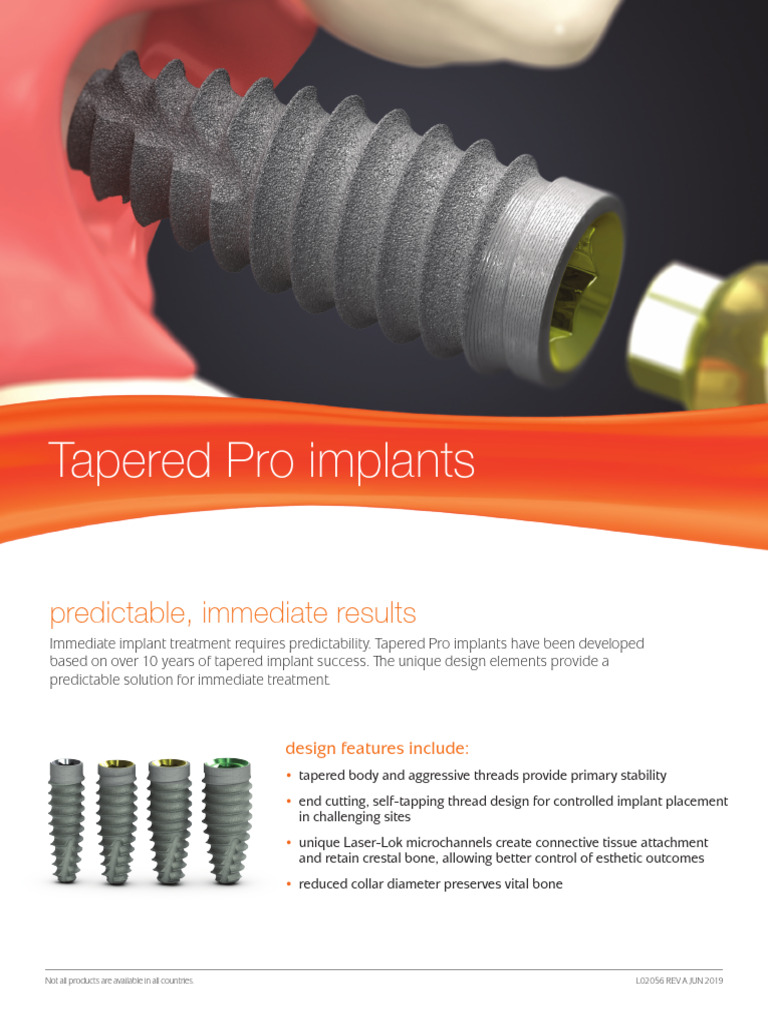 BioHorizons Tapered Pro Implant Overview | PDF | Dental Implant | Surgery
