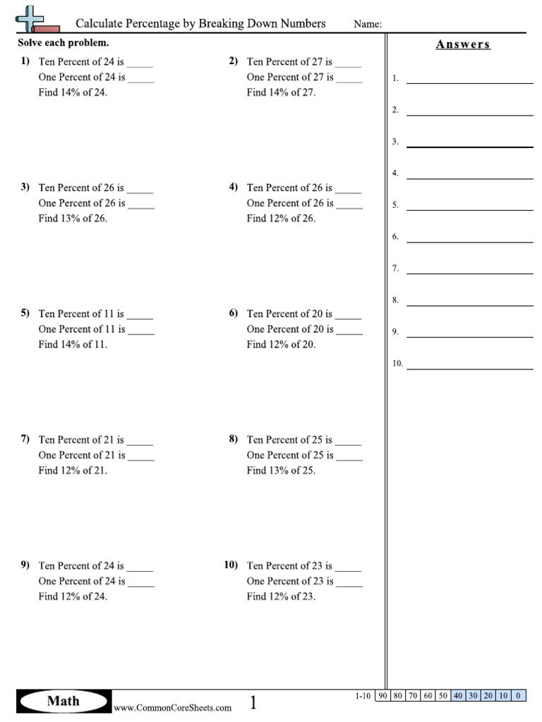 Finding Percents BREAKDOWN | PDF