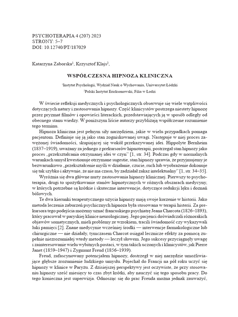 Wspolczesna Hipnoza | PDF