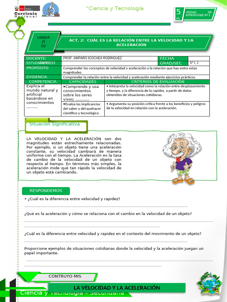 5º Act 2-Cyt-U2 | PDF | Velocidad | Aceleración
