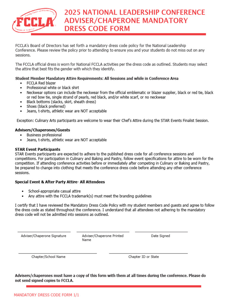 2025 NLC Required Adviser & Chaperone Forms | PDF | Clothing | Informed Consent