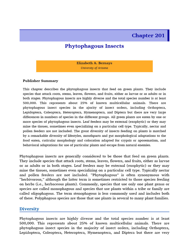 Overview of Phytophagous Insects | PDF | Foods | Herbivore