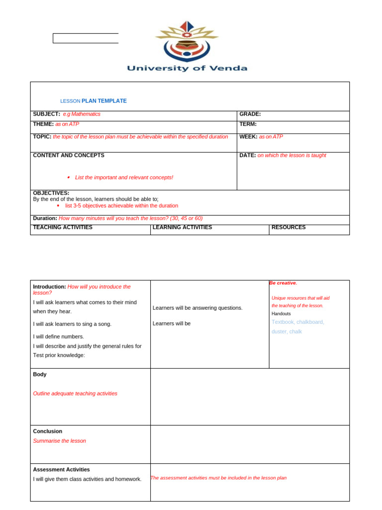 Lesson Plan Template | PDF | Lesson Plan | Behavior Modification