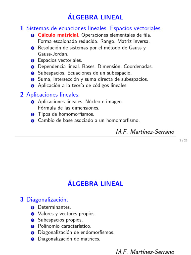 Fundamentos de Álgebra Lineal y Matrices | PDF | Álgebra lineal | Mapa ...