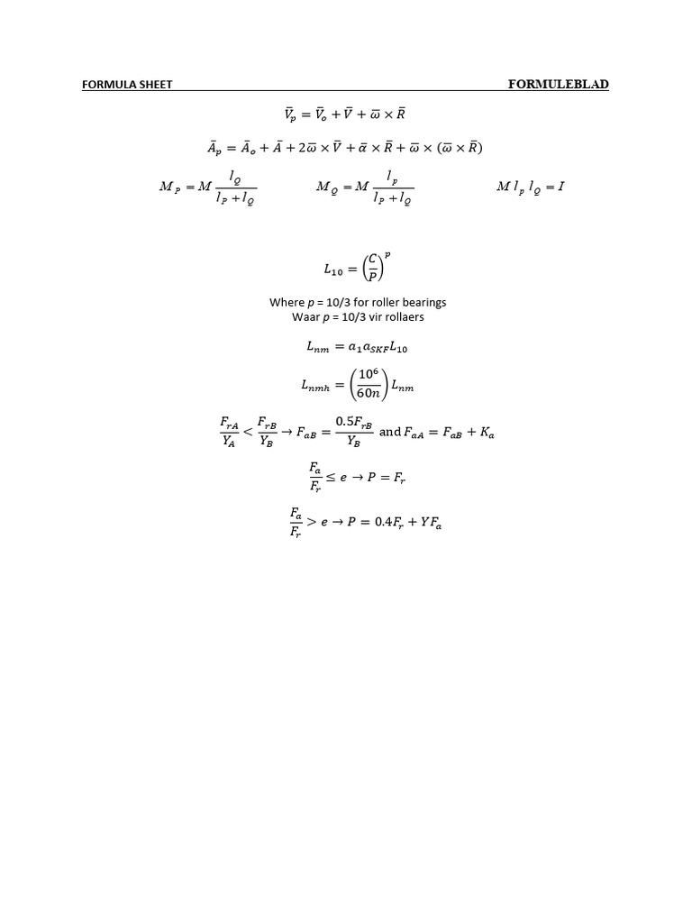 A2 Formula Sheet (Theory) | PDF