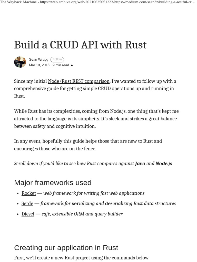 Build A CRUD API With Rust. Since My Initial Node - Rust REST - by Sean ...