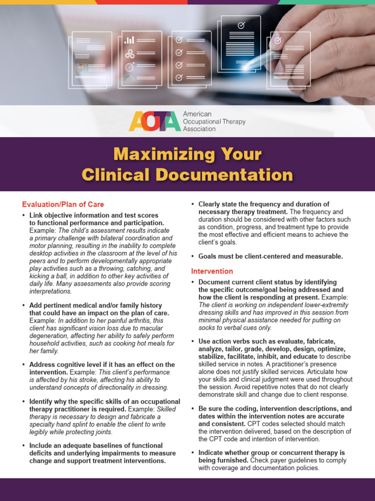 Maximizing Your Clinical Documentation | PDF | Occupational Therapy | Behavioural Sciences
