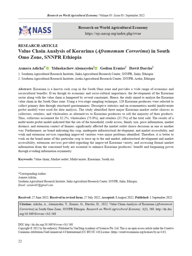 Korarima Value Chain Analysis in Ethiopia | PDF | Market (Economics ...
