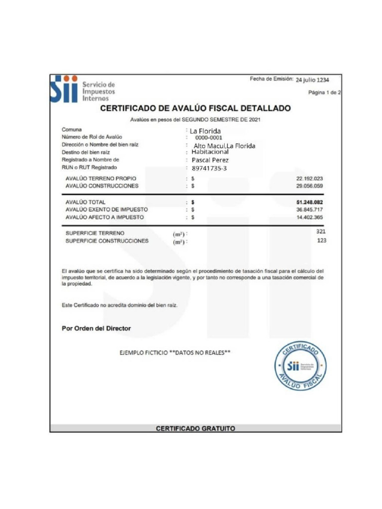 Certificado de Avaluo Fiscal | PDF