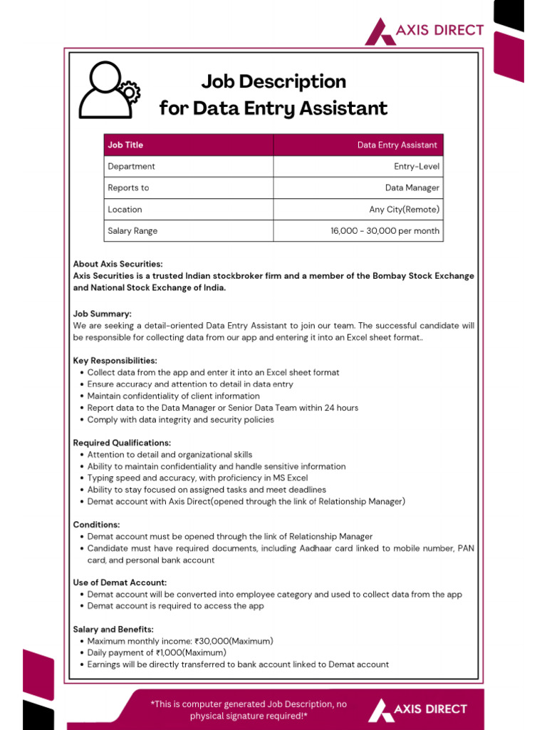 Axis Direct Job Description | PDF