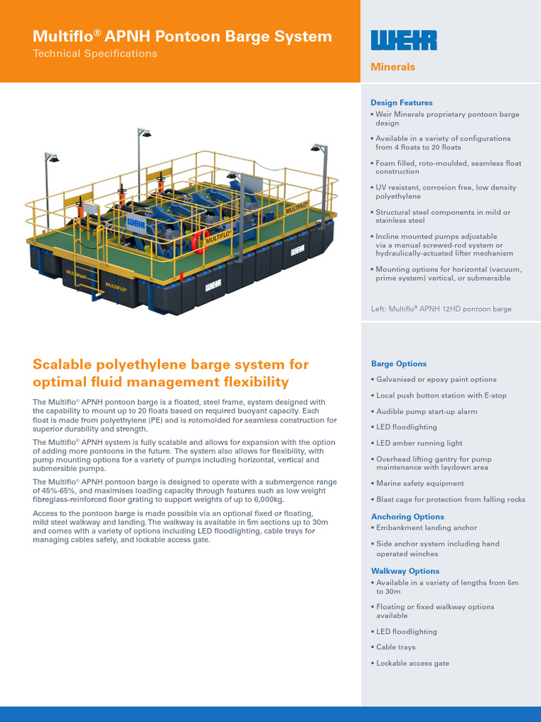 Multiflo Apnh Pontoon Barge Spec Sheet | PDF