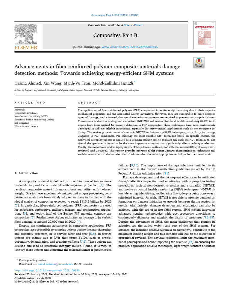 Advances in FRP Composite Damage Detection | PDF | Nondestructive ...