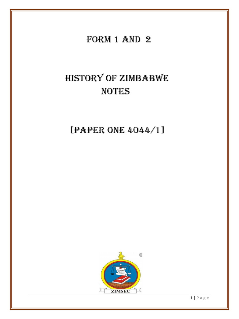 Form 1 and 2 Notes Zim History | PDF | Anno Domini | Zimbabwe