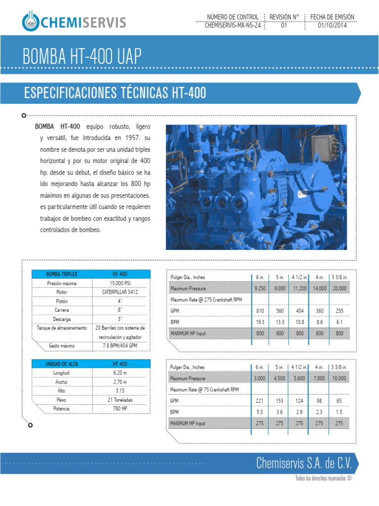Ficha Técnica Bomba HT-400 UAP | PDF | Motores