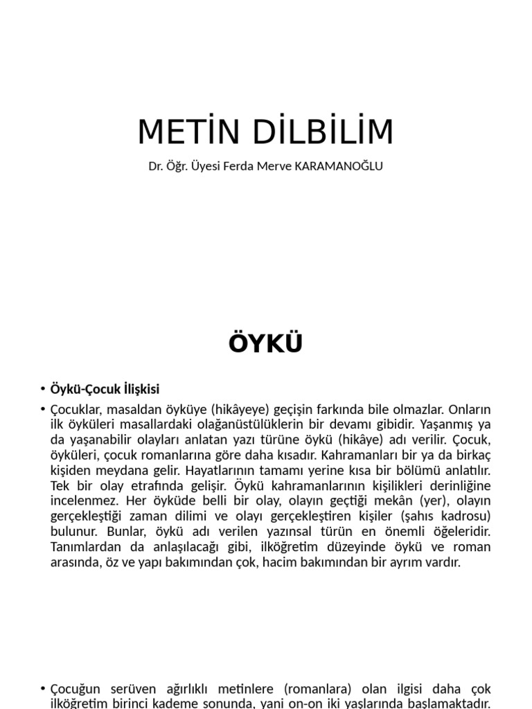 Meti̇n Di̇lbi̇li̇m Slayt - 7. Hafta | PDF