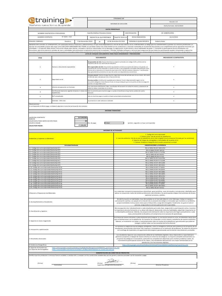 Act1-Formato Informe de Actividades Etraining | PDF | Factura | Inteligencia artificial