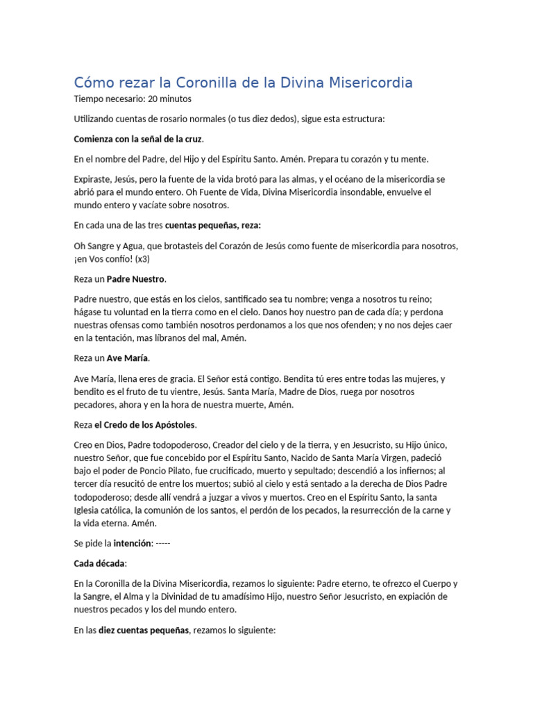 Cómo Rezar La Coronilla de La Divina Misericordia | PDF | Teología sistemática | Teología