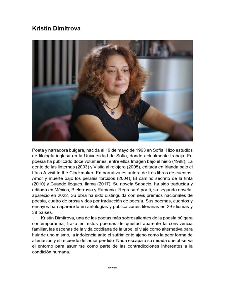 POEMAS Kristín Dimitrova | PDF