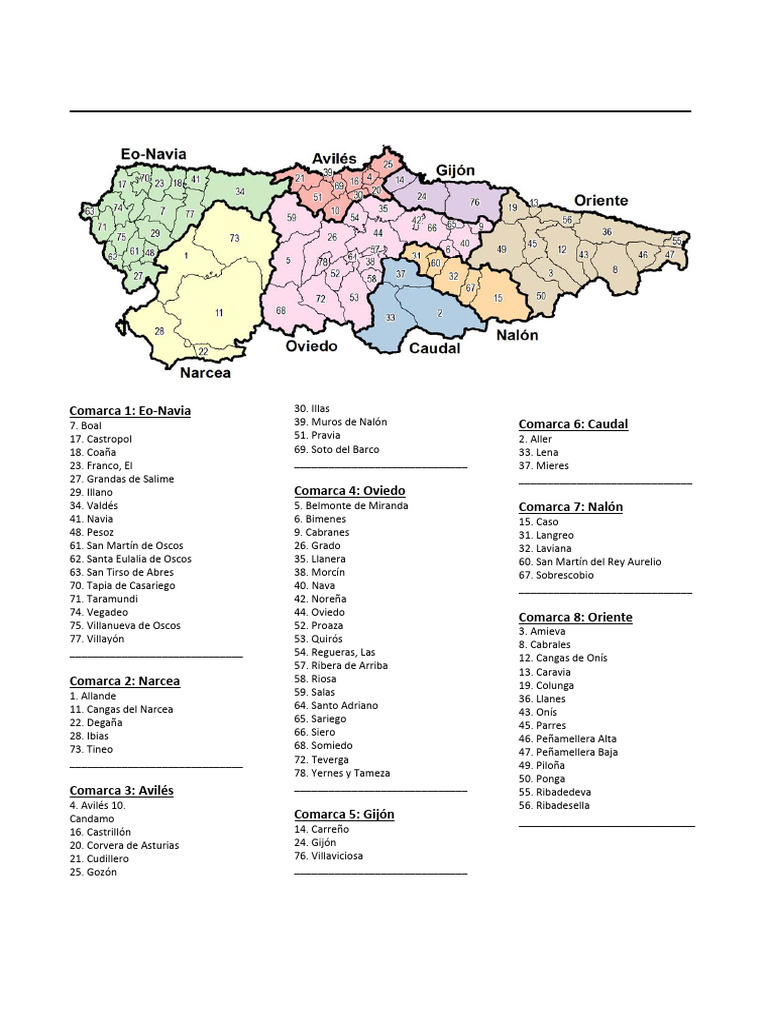 Mapa de Comarcas de Asturias | PDF