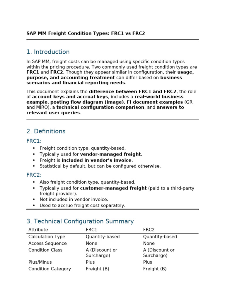 FRC1 vs FRC2: SAP Freight Types Explained | PDF | Business