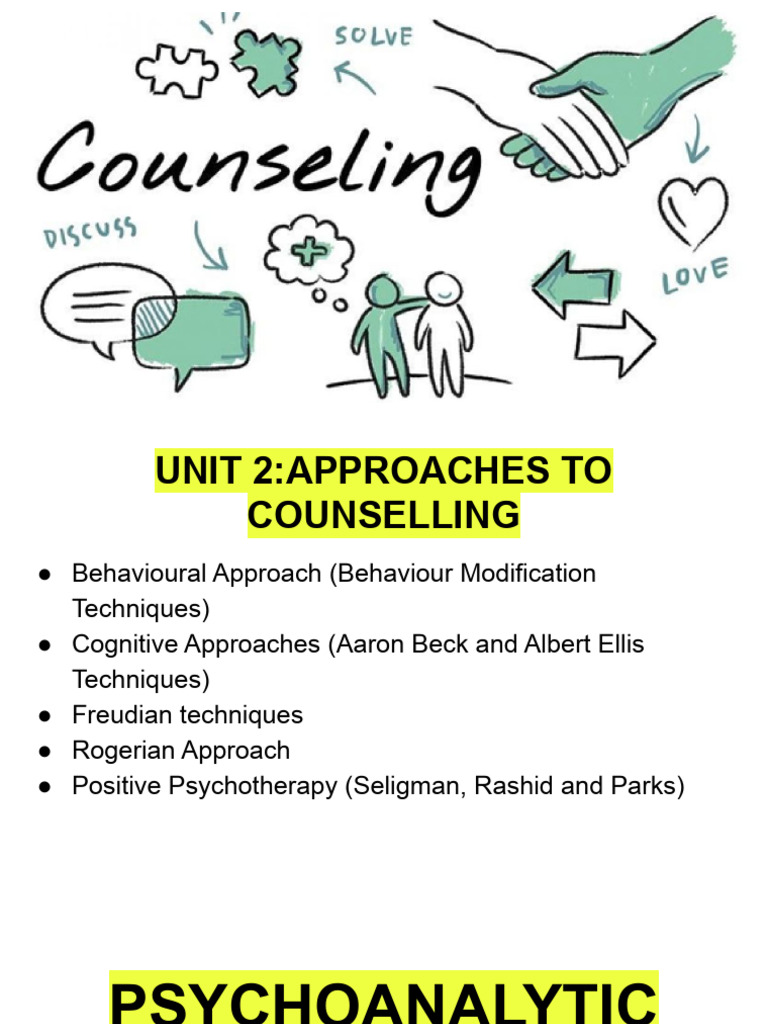 UNIT 2 COUNSELING Approaches | PDF | Psychoanalysis | Behaviour Therapy