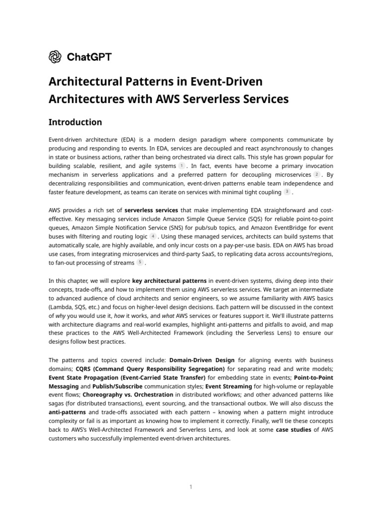 Architectural Patterns in Event-Driven Architectures With AWS Serverless Services | PDF ...