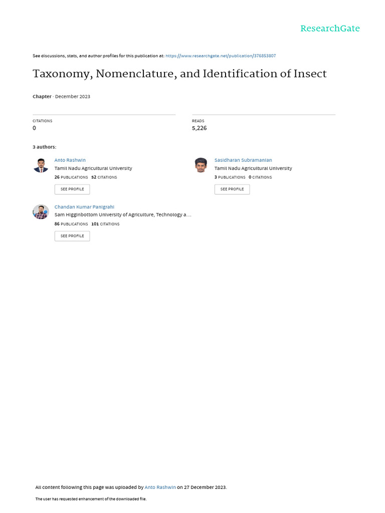Insect Taxonomy and Identification Guide | PDF | Taxonomy (Biology) | Genus