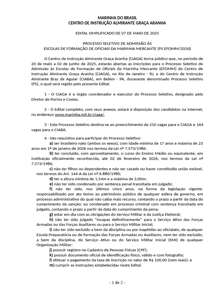 Ps Efomm-2026-Simplificado-07 de Maio de 2025 | PDF | Brasil