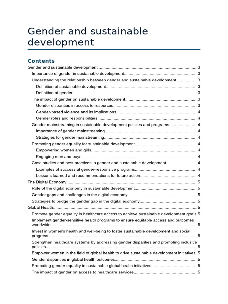 Gender's Role in Sustainable Development | PDF | Gender Studies ...