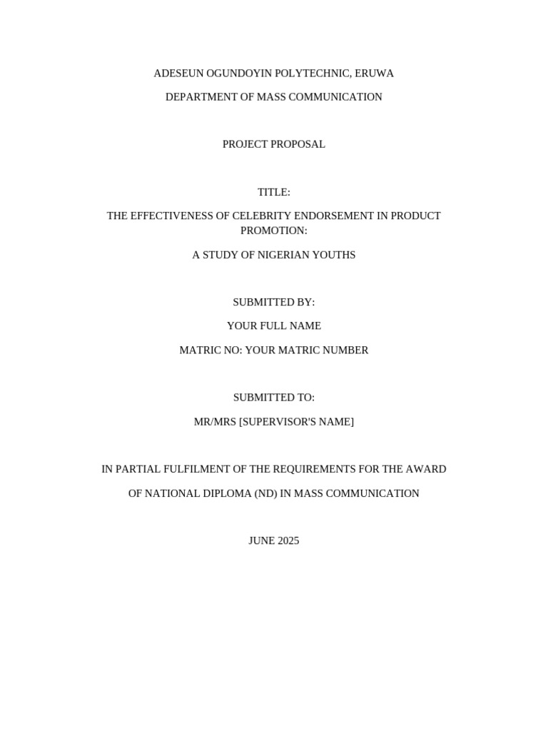 Celebrity Endorsement Project Proposal | PDF | Credibility | Brand