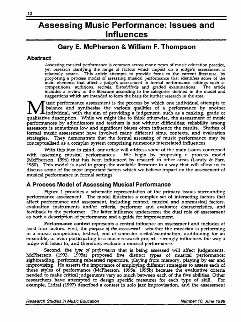 Factors Influencing Music Performance Assessment | PDF | Educational ...