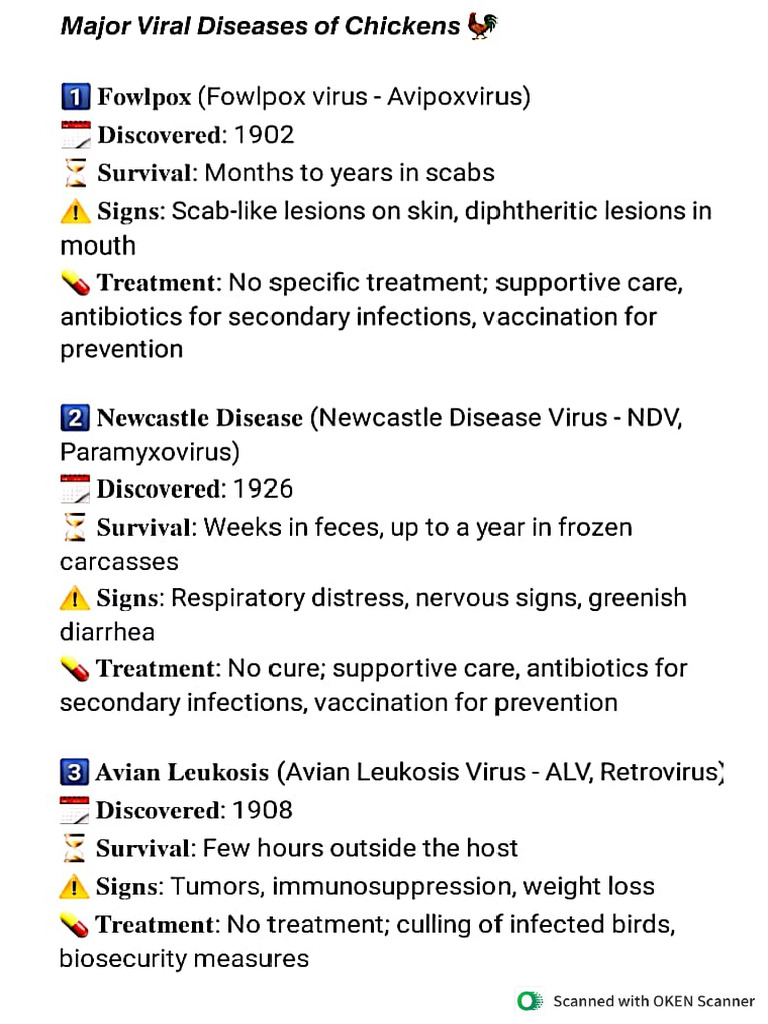 Common Viral Disease of Chicken | PDF