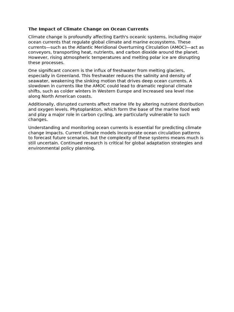 Climate Change Effects on Ocean Currents | PDF