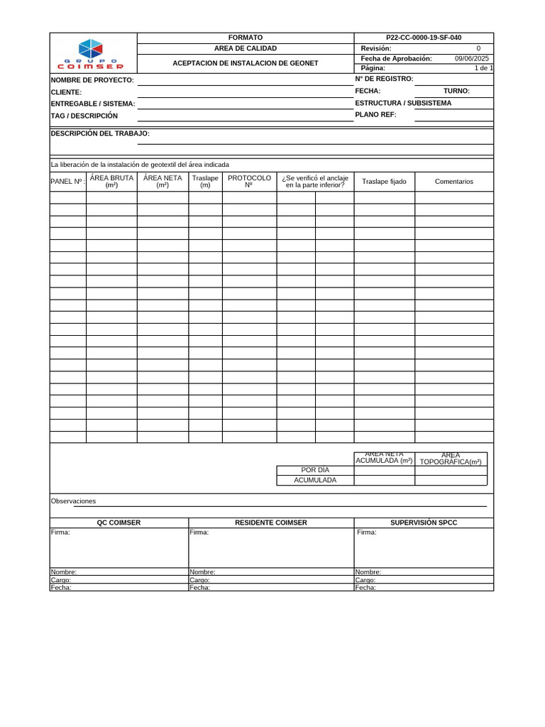 P22-CC-0000-19-SF-040 - 0 - Aceptación de Geonet | PDF