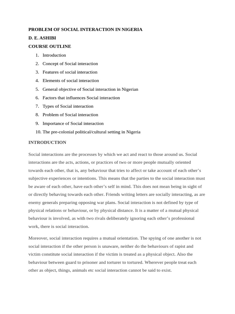 Social Interaction Challenges in Nigeria | PDF | Pedagogy