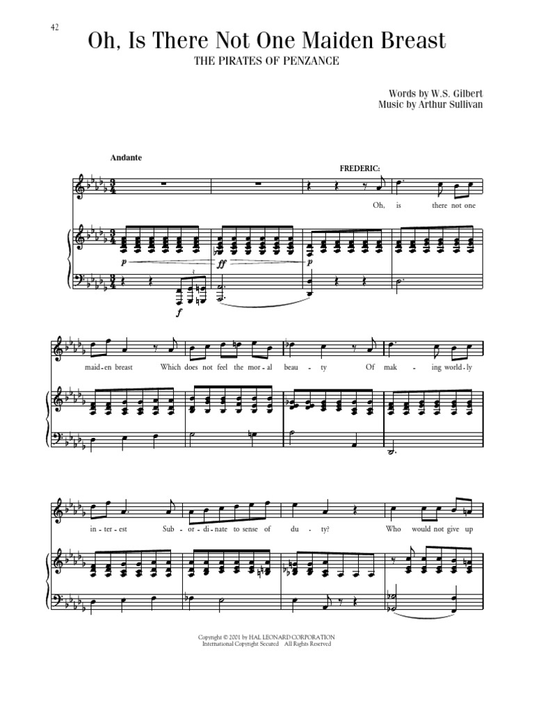 Oh Is There Not One Maiden Breast From The Pirates of Penzance Arr ...
