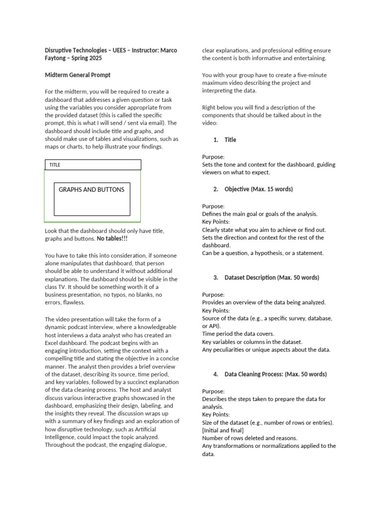 Midterm Instructions, Rubrics and Presentation Distribution - Updated Spring 2025 | PDF | Data ...