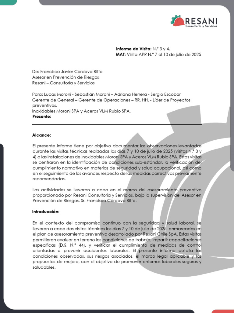 Informe Semanal de Prevención de Riesgos Del 7 Al 11 de Julio 2025 Inox ...