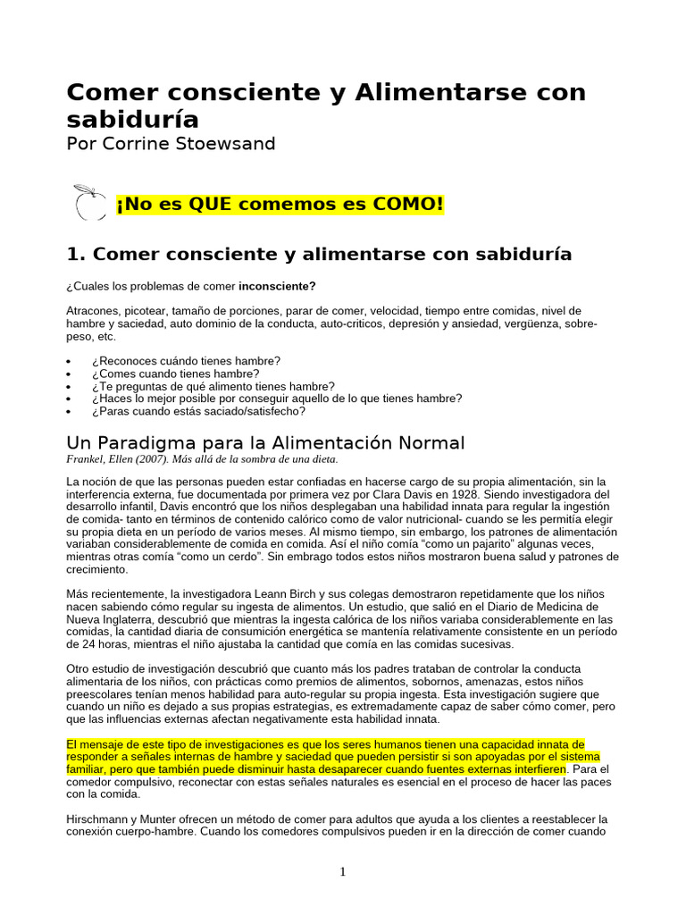 Comer Consciente | PDF | Dieta | Obesidad