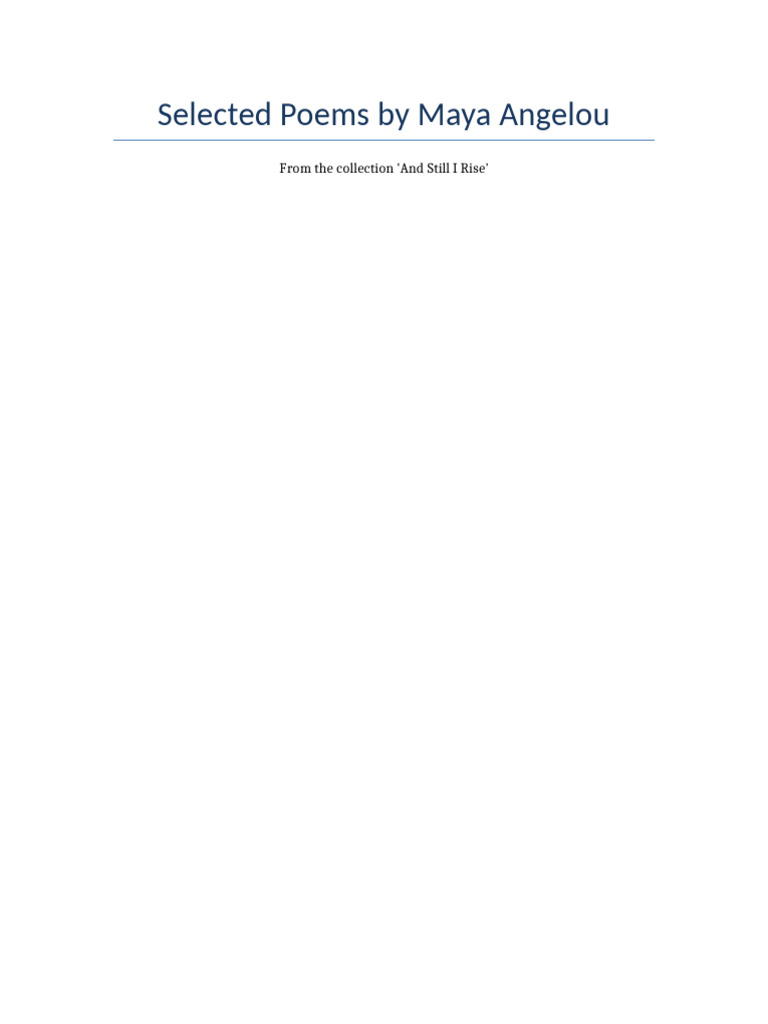 Maya Angelou Selected Poems | PDF
