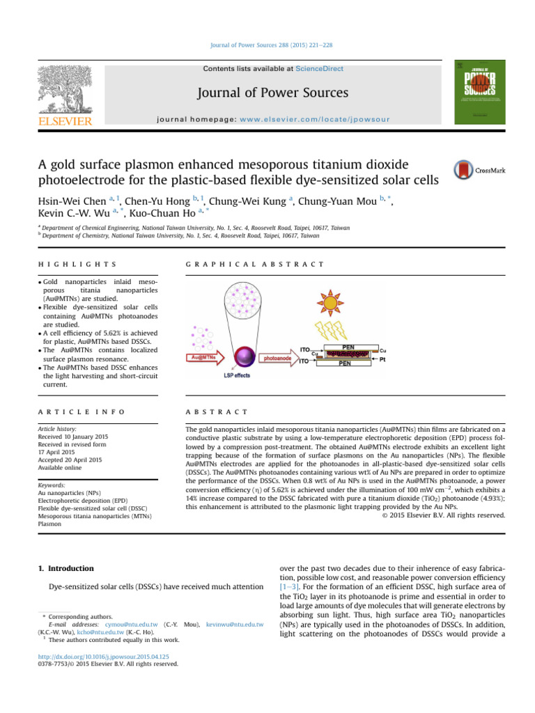 A Gold Surface Plasmon Enhanced Mesoporous Titanium Dioxide ...
